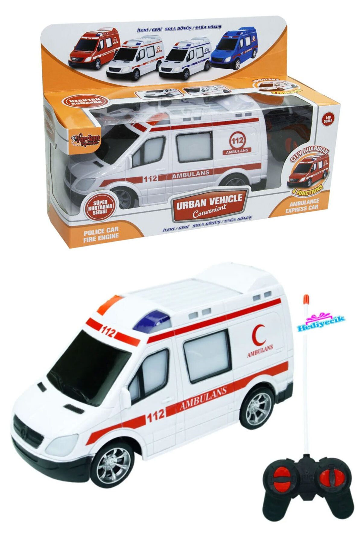 hediyecik Uzaktan Kumandalı Ambulans Aracı Full Fonksiyon Işıklı ...