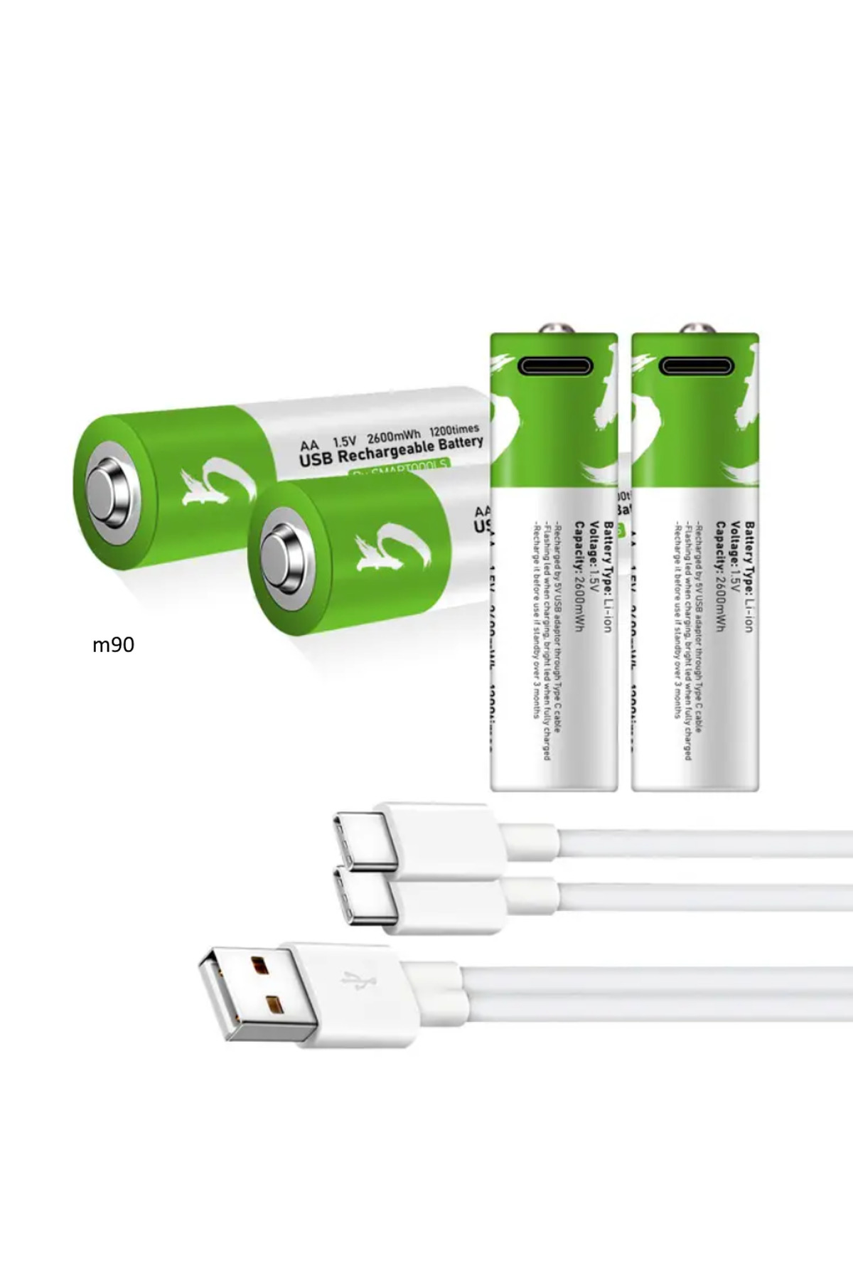 M90 Type-c Girişli Şarj Edilebilir 1.5V İnce Kalem Pil Fiyatı, Yorumları - Trendyol