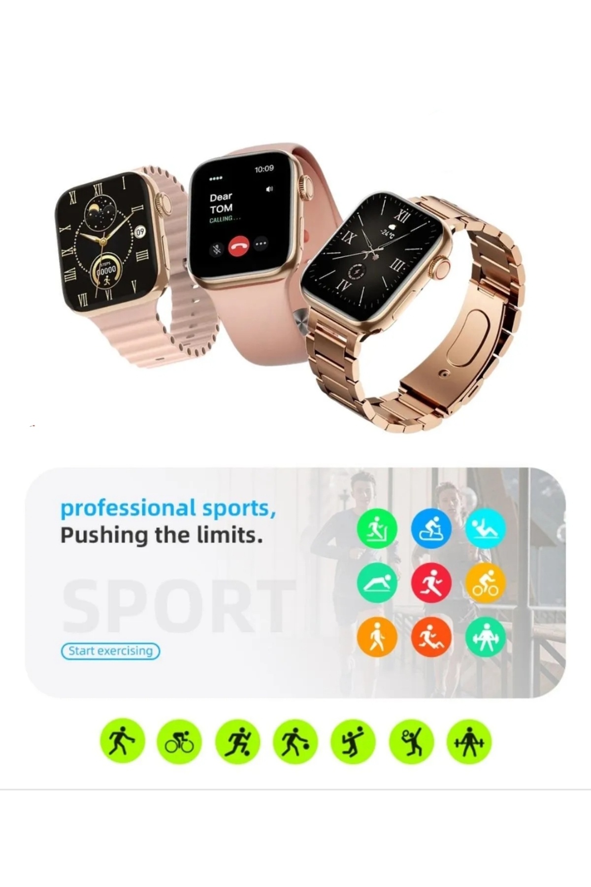 MRSTEKNOLOJI Smart Watch G9 mini plus 41mm Kadin akilli saat 3 Kordon ...
