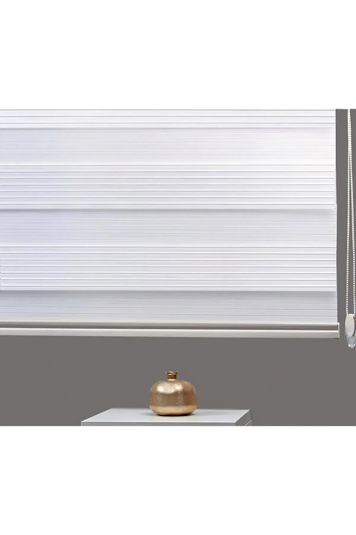 TREND STOR PERDE Ekru Geniş Plise Etek Dilimsiz Zebra Stor Güneşlik ...