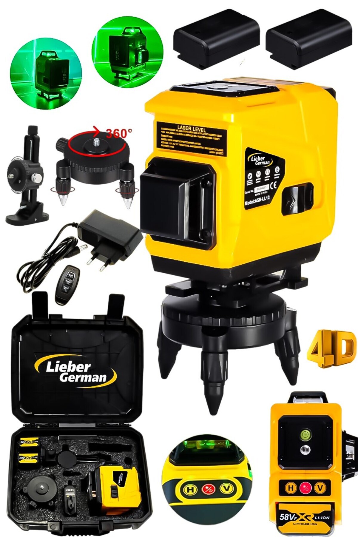 Lieber German Alman 360° Dönerli 2 Akülü 45 Metre Nişangah 12 Köşe ...