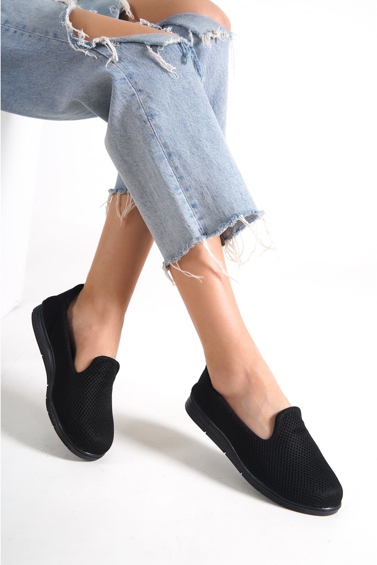 MuSoon Siyah Kadın Spor Yürüyüş Ayakkabısı Günlük Ayakkabı Babet Fiyatı ...