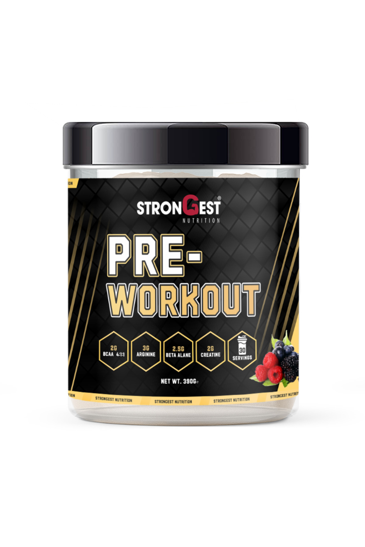 STRONGEST Pre-Workout 390 Gr 30 Servis Kırmızı Orman Meyve Aromalı ...