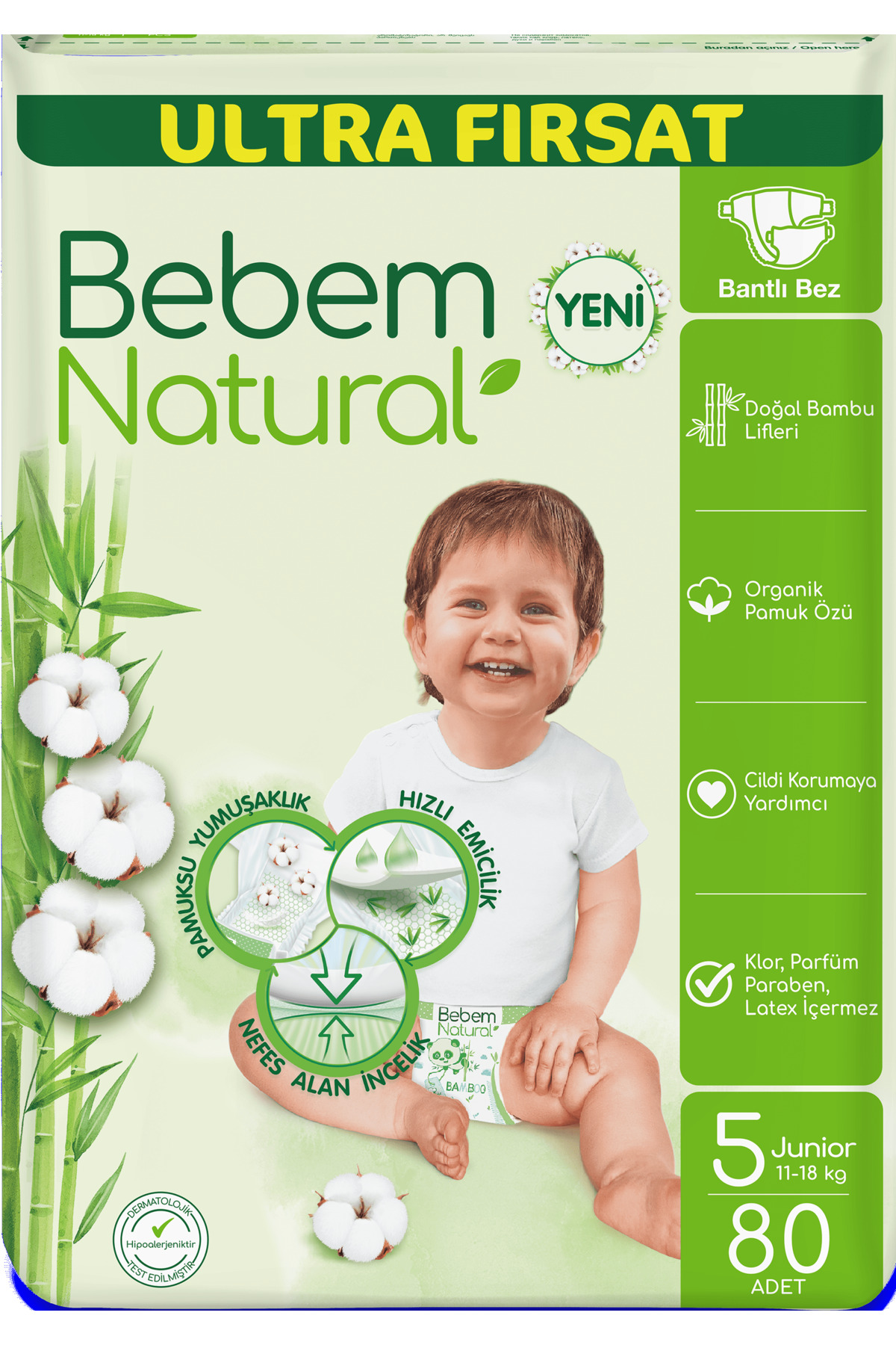 Bebem Natural Bebek Bezi Ultra Fırsat Paketi Junior 5 No 80 Li - Fiyatı ...
