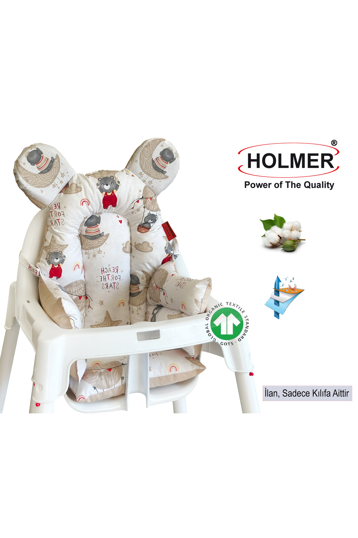Holmer Leke Tutmaz Organik Mama Sandalyesi Minderi ve Kılıfı ML BEJ ...