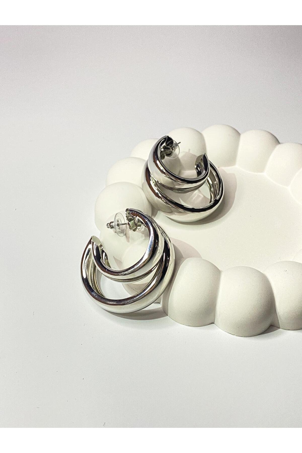 prink up Gümüş İkili Görünümlü Kalın Halka Küpe Fiyatı, Yorumları ...