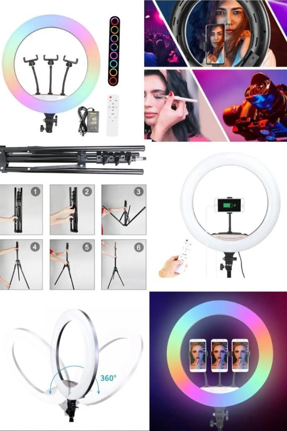 post alley Rgb Ring Light 45 Cm Siyah Led Selfie Youtuber Tiktok Işığı ...