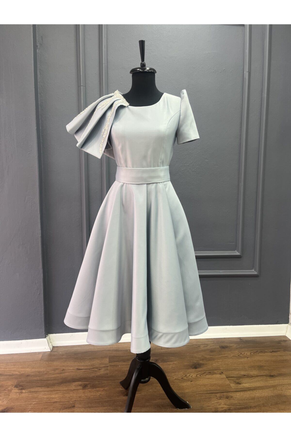 sade abiye Tek Kol Gri Özel Işlemeli Sade Abiye - Fiyatı, Yorumları