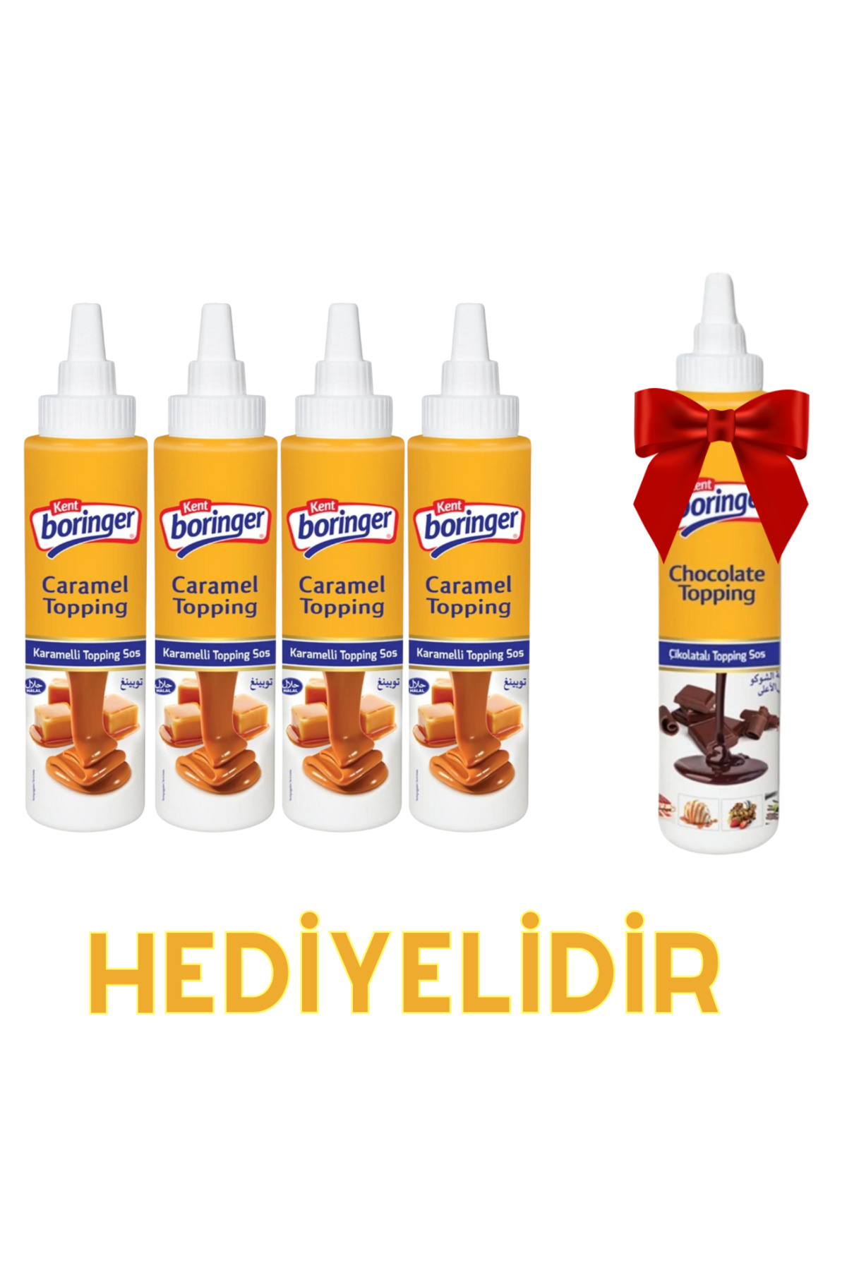 Kent Topping Tatlı & Dekor Sosu 4 Adet Karamel Sos + 1 Çikolata Sosu ...