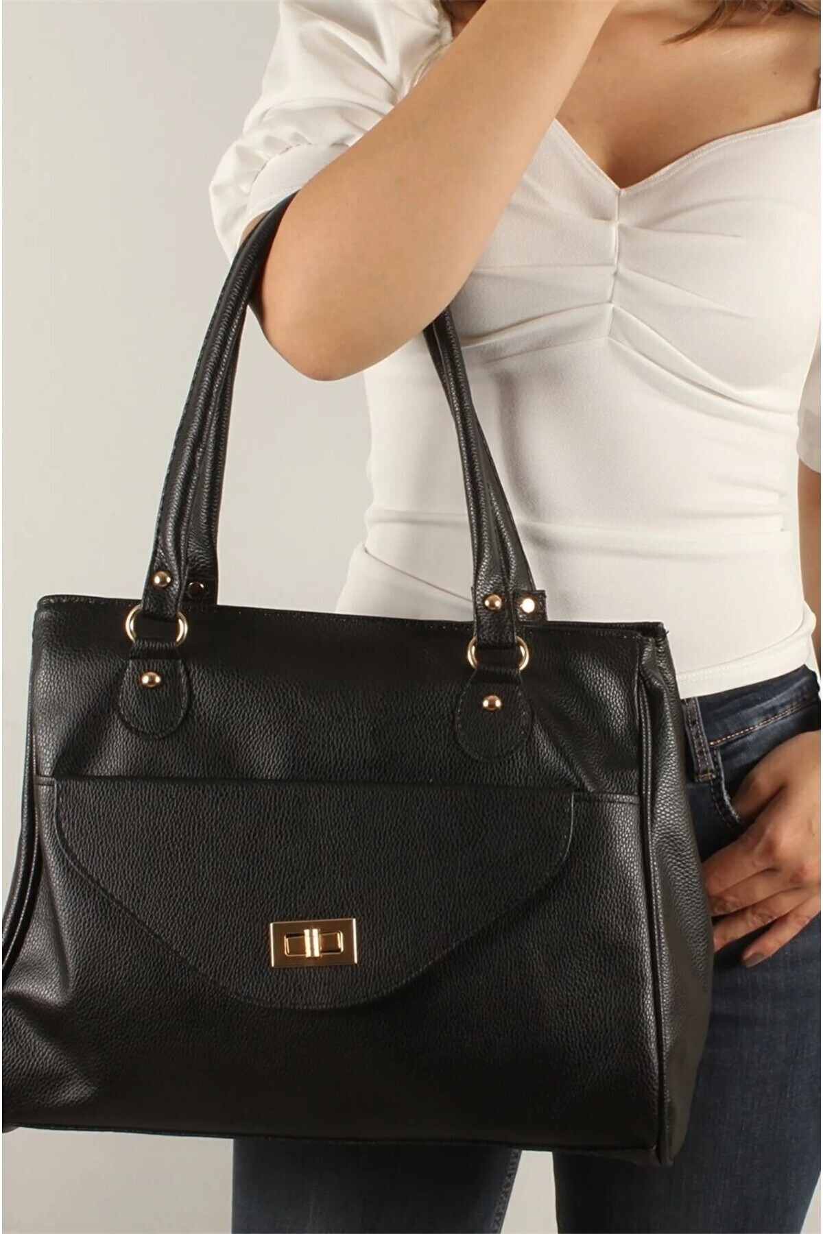 MUCCE Kadın Siyah Hediyelik Çanta Klasik Anne Günlük Çanta Dört Cepli ...