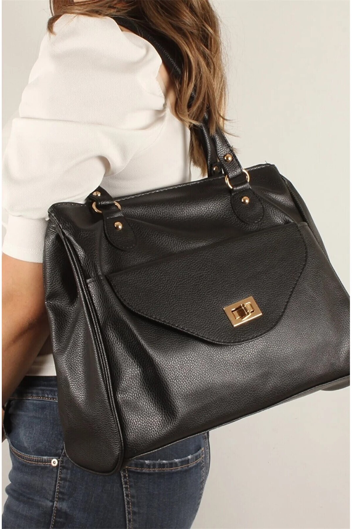 MUCCE Kadın Siyah Hediyelik Çanta Klasik Anne Günlük Çanta Dört Cepli ...