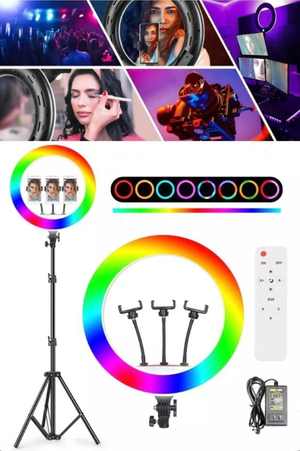 post alley Rgb Ring Light 45 Cm Siyah Led Selfie Youtuber Tiktok Işığı ...