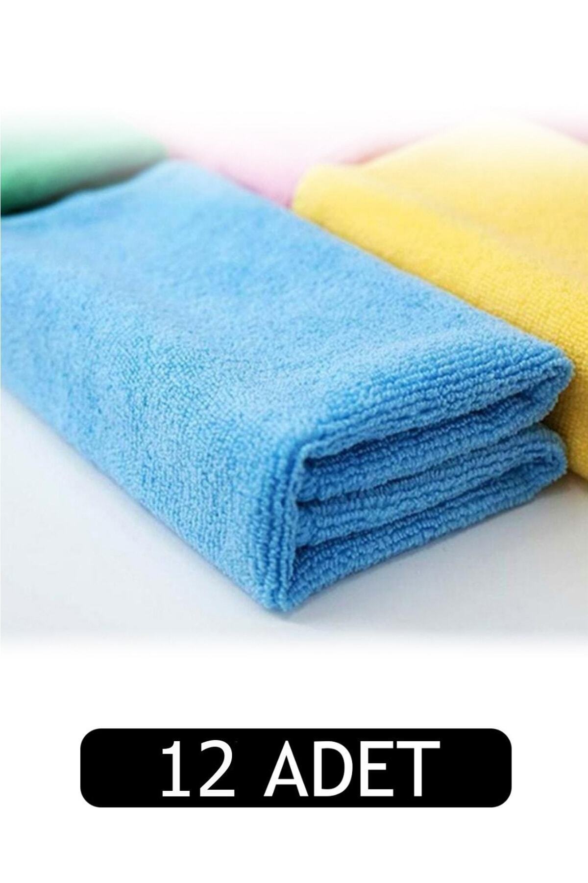 furny 12 Adet Süper Emici Mikrofiber Kurulama Bezi Cam Bezi Mutfak Bezi Temizlik Bezi Renkli ...
