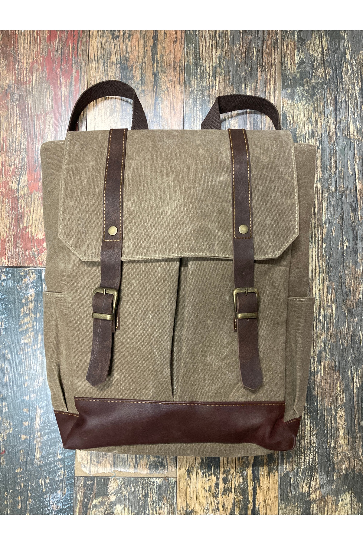 Street Bag Vintage Retro Su Geçirmez Mumlu Kanvas Sırt Çantası Günlük ...