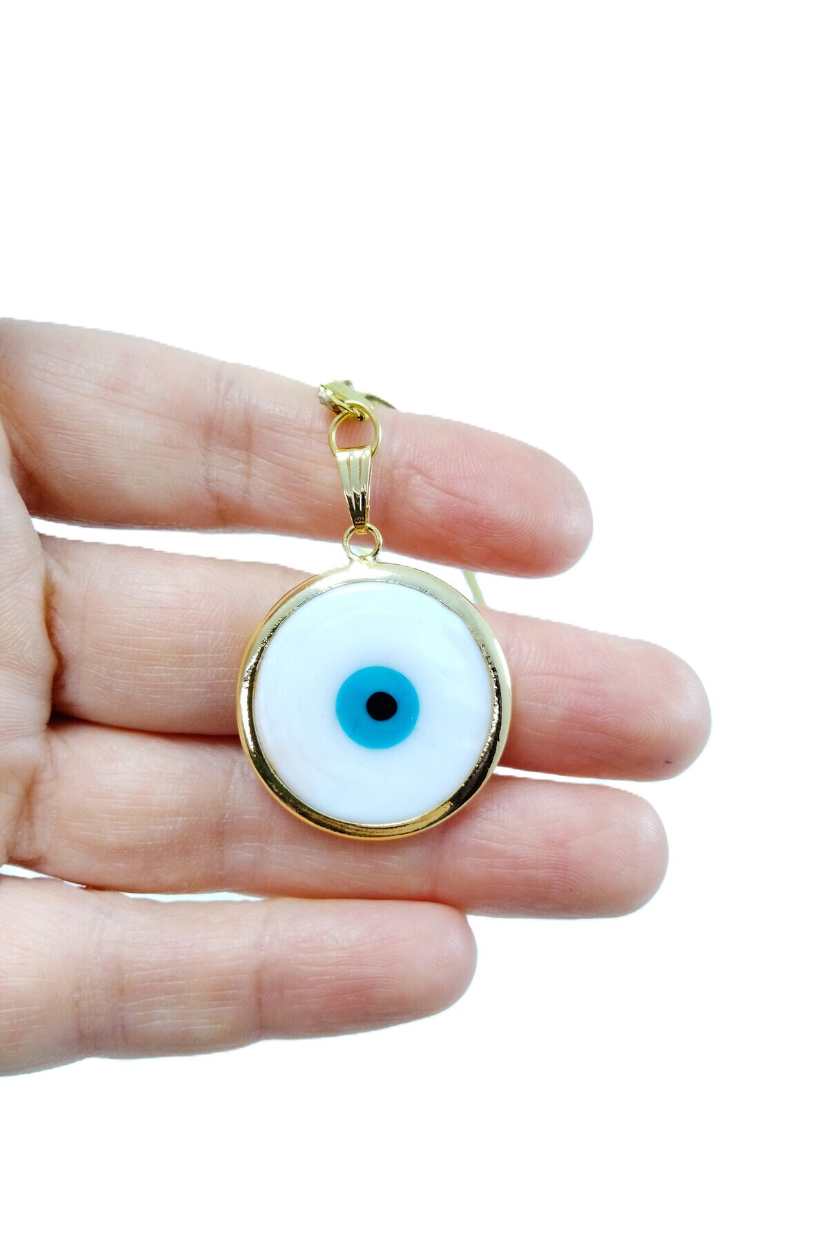 biuti Beyaz Nazar Boncuğu Lüks Dikiz Ayna Süsü El Yapımı Cam Aksesuar ...