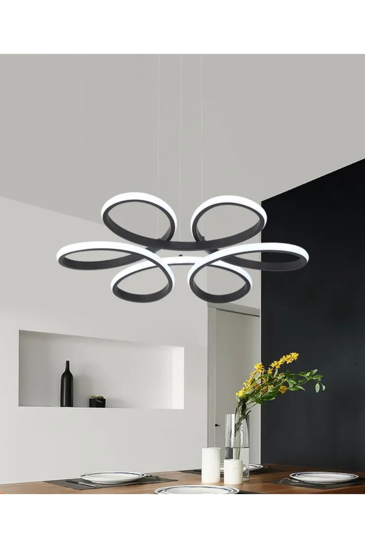 Buiva Modern Avize Power Led Avize Sarkıt Antrasit 50cm Çap 6500K Buz ...