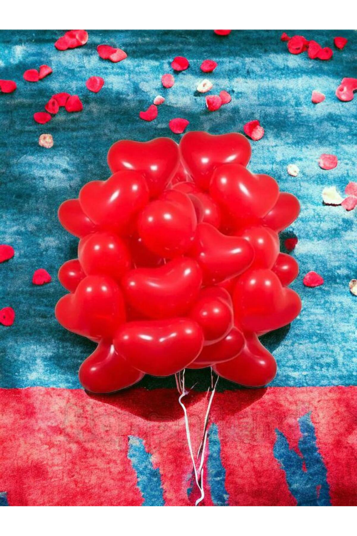 Happyland 25 Adet Kırmızı Kalpli Balon 12 Inç 30Cm Parti Düğün Nişan ...