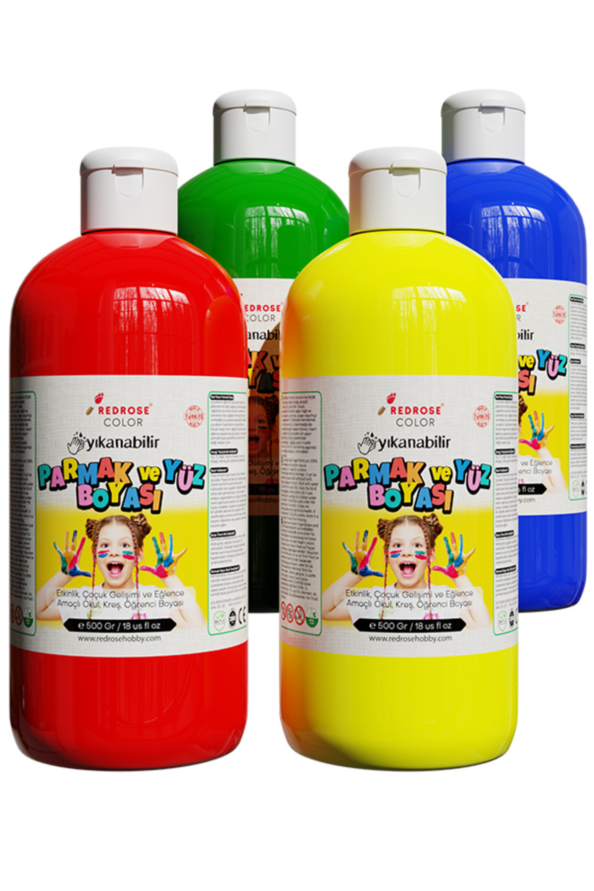 Red Rose Ana Renkler Parmak Boyası 4'lü Set 4x500gr Yıkanabilir, Toksik ...