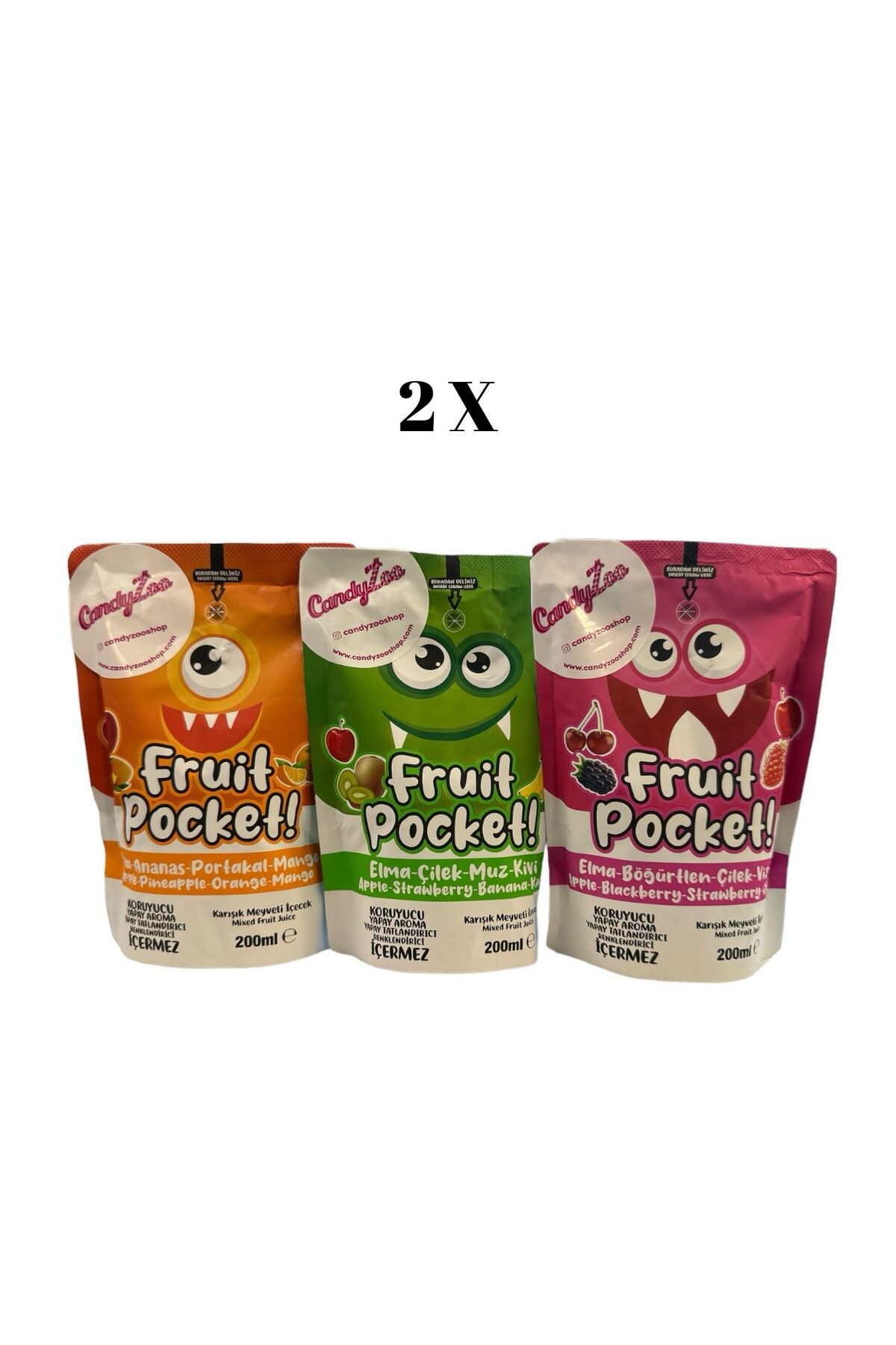 CandyZoo Fruit Pocket Meyve Suyu Karışık Paket 200 ml 3 Çeşit 2 ...
