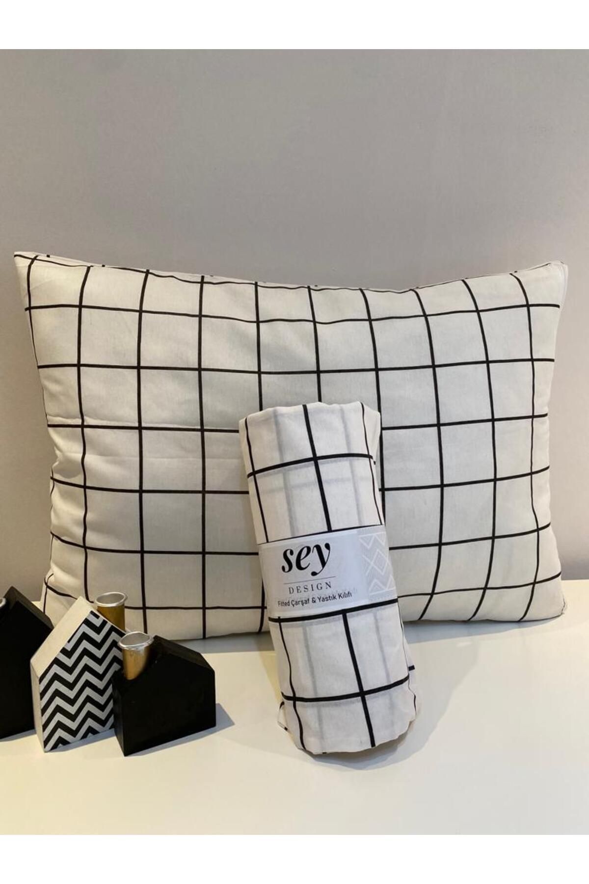 Sey Design Geometrik Desen Beyaz Kare Tek Kişilik Lastikli Çarşaf ... Sey Design Geometrik Desen Beyaz Kare Tek Kişilik Lastikli Çarşaf ...