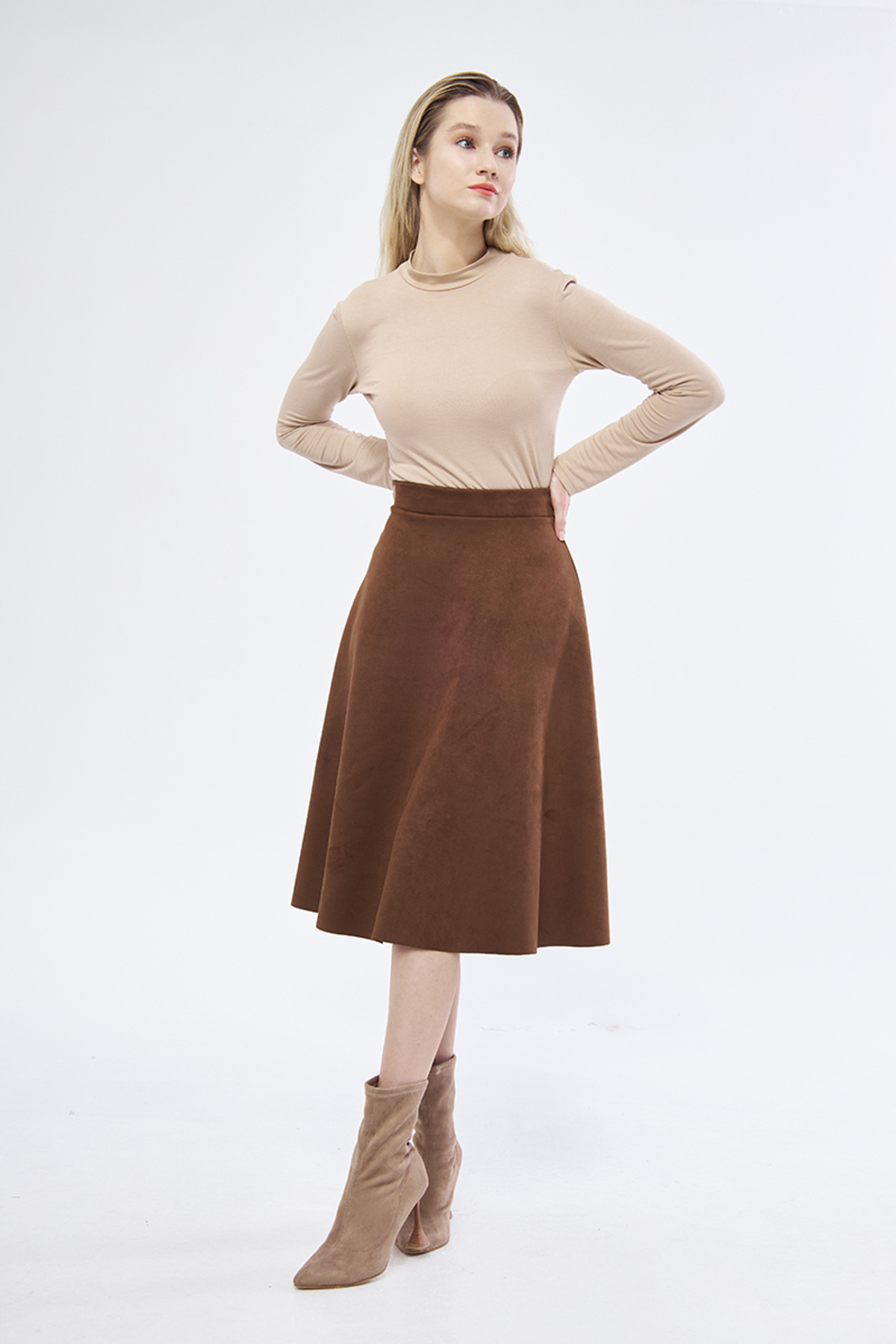 modabirsen Midi Boy Süet Kloş Etek Kahve Fiyatı, Yorumları - Trendyol
