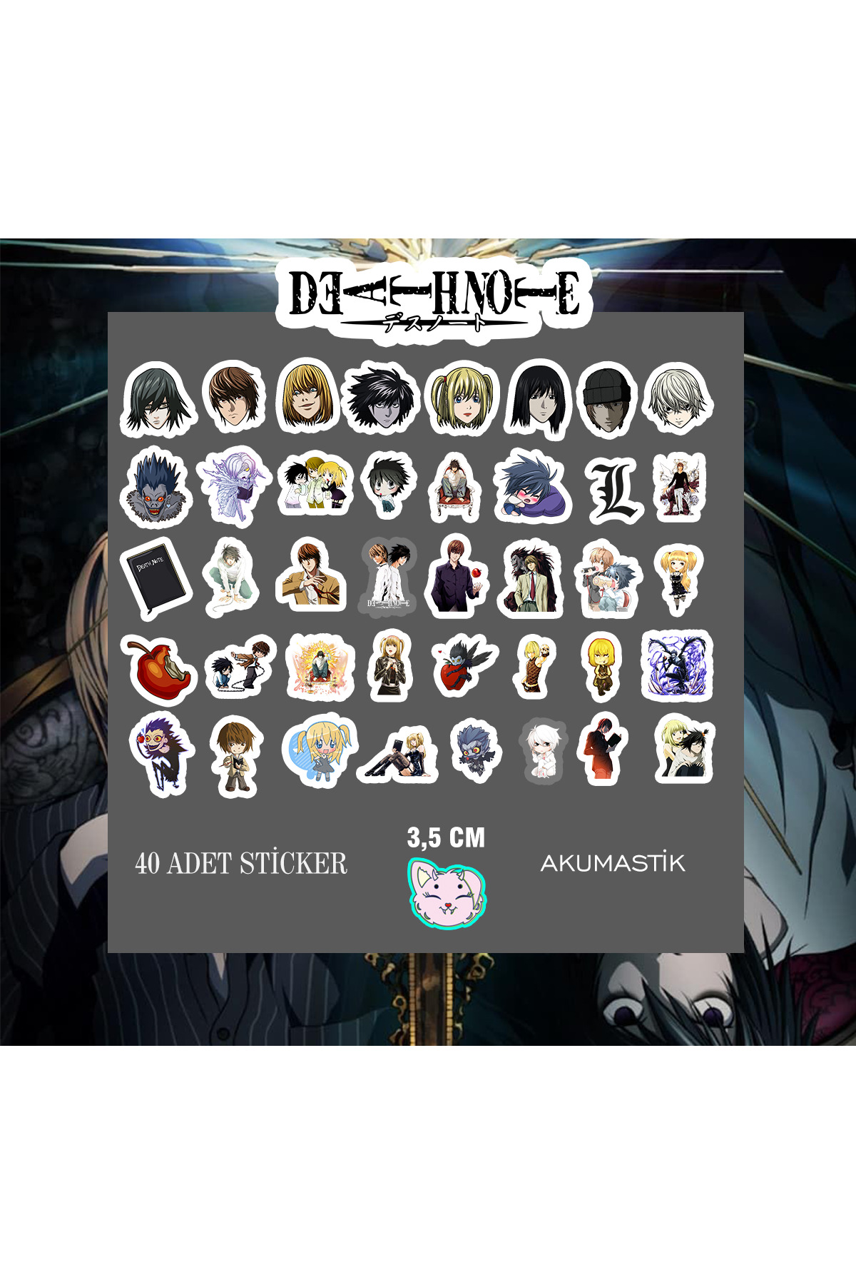 Akumastik Death Note Sticker Seti 40 Adet - Anime Sticker - Parlak ...