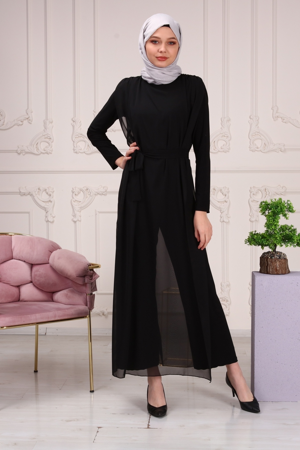 hacer ayaydın Şifon Seyyar Kemerli Kadın Uzun Tulum Elbise - Fiyatı ...