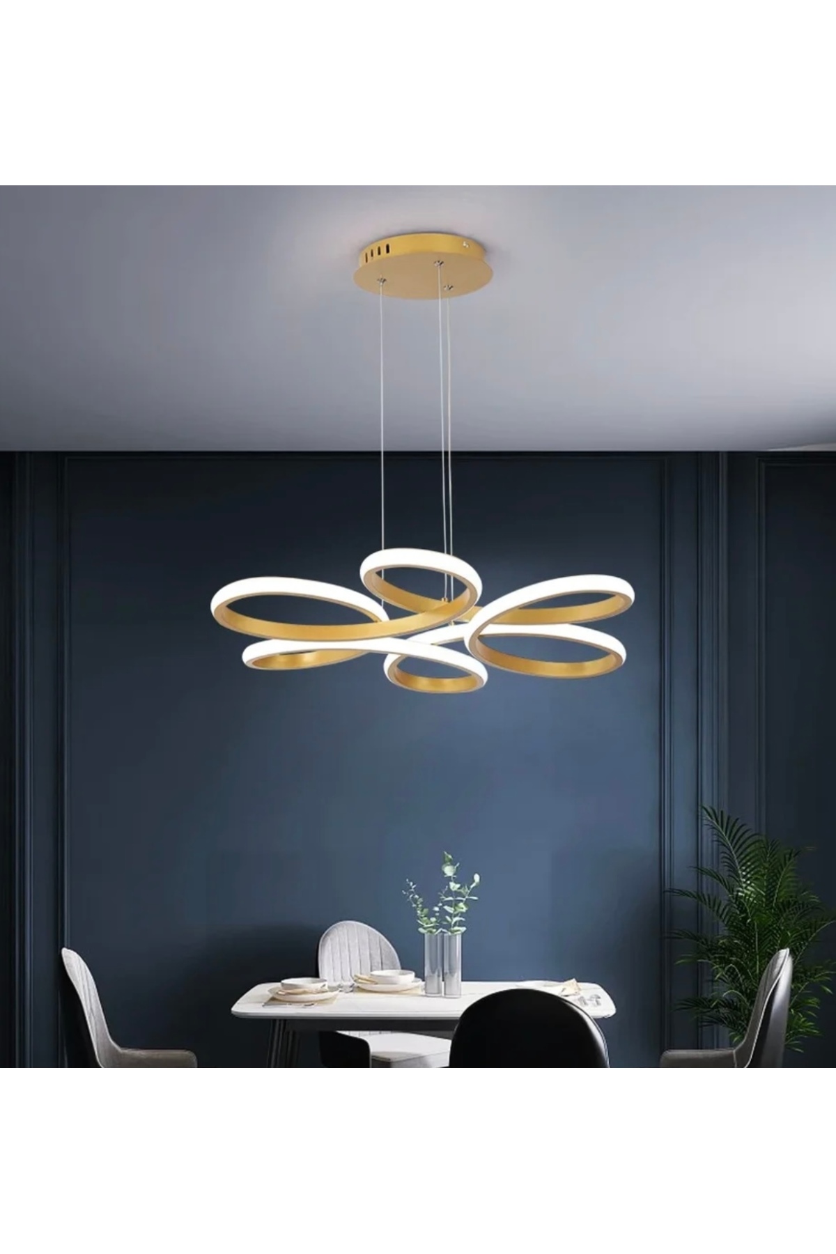 Buiva Modern Avize Power Led Avize Sarkıt Eskitme Gold 50cm Çap 6500K ...