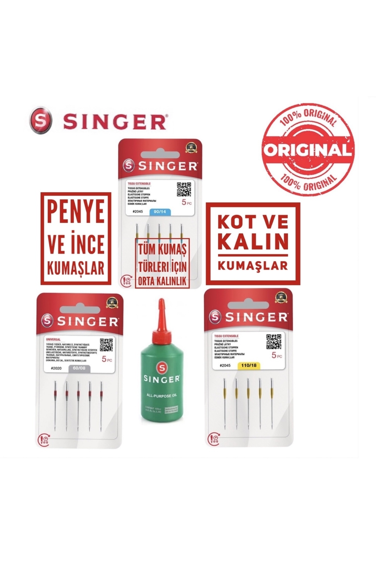 SINGER Ev Tipi Dikiş Makinesi Iğnesi Ve 100 ml Yağ Fiyatı, Yorumları ...