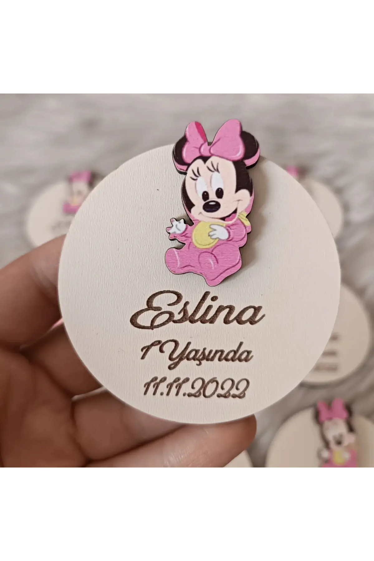 doğrukan Minnie mouse ahşap figürlü bebek hediyelik yenidoğan doğum ...