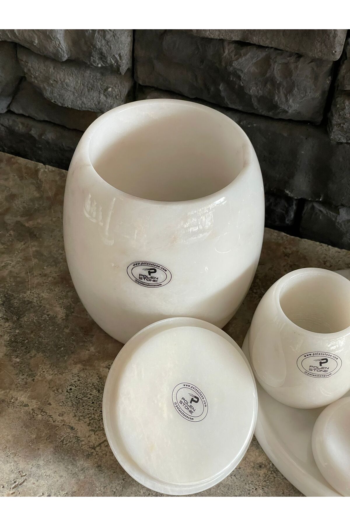 Polen Stone YENİ Oval Model Mermer Banyo Seti Mermer Kulplu Fiyatı ...