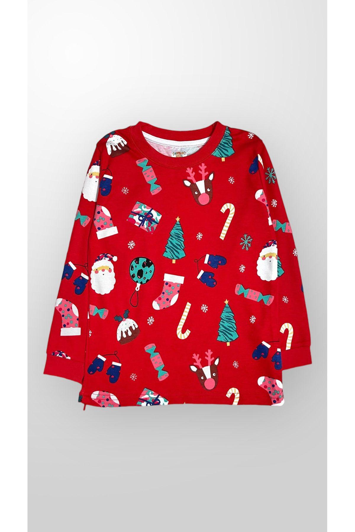 elmas kids Kız Çocuk %100 Pamuklu Kırmızı Kış Temalı Çam Ağacı Eldiven ...