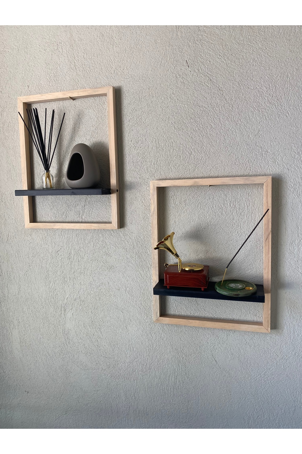 MSAĞWOODS 2'Lİ DUVAR RAFI AHŞAP DEKOR OTURMA ODASI SALON BALKON KIŞ ...