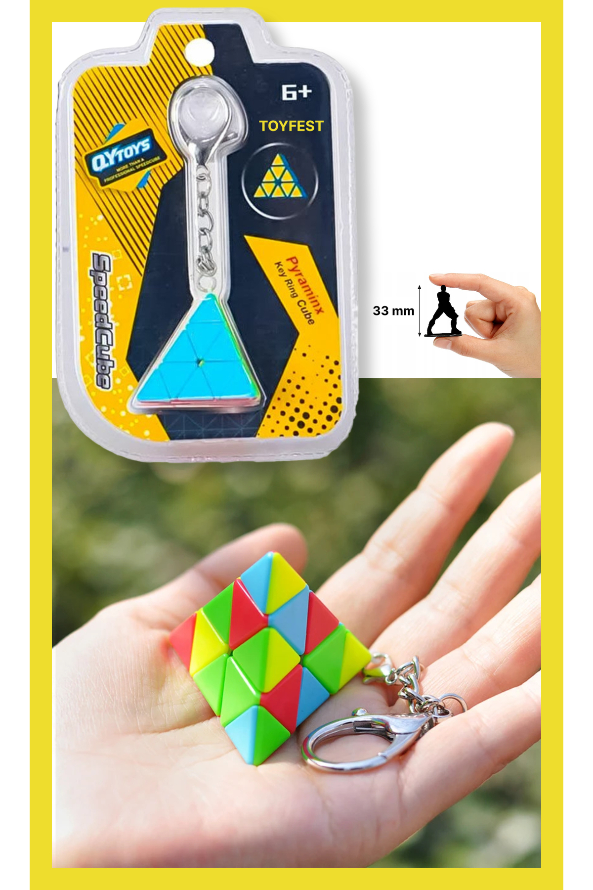 TOYFEST Mini Pyraminx Qy Speed Zeka Küpü Akıl Küpü Rübik Küp Anahtarlık ...
