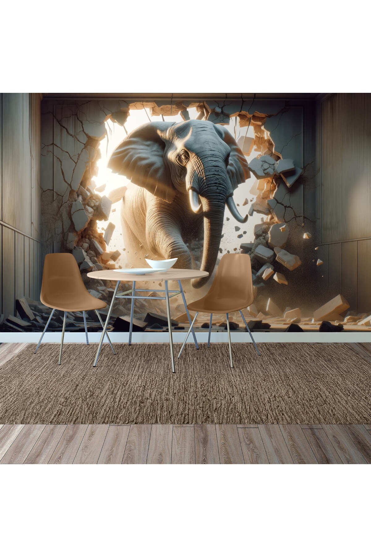 FX WallCoverings Duvardan Çıkan Fil 3D FotoWall Duvar Kağıdı 1Fiyatı ...