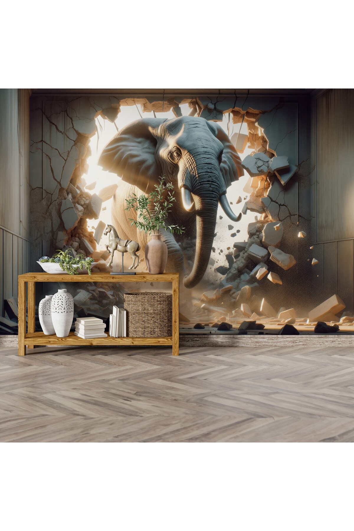 FX WallCoverings Duvardan Çıkan Fil 3D FotoWall Duvar Kağıdı 1Fiyatı ...