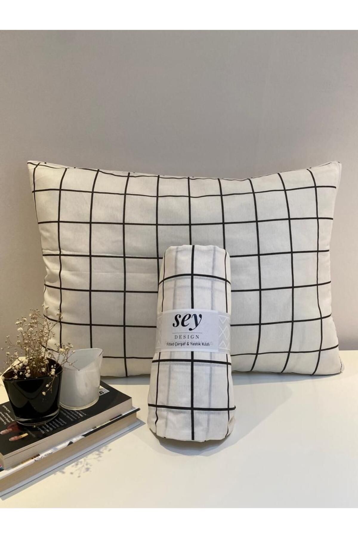 Sey Design Geometrik Desen Beyaz Kare Tek Kişilik Lastikli Çarşaf ... Sey Design Geometrik Desen Beyaz Kare Tek Kişilik Lastikli Çarşaf ...