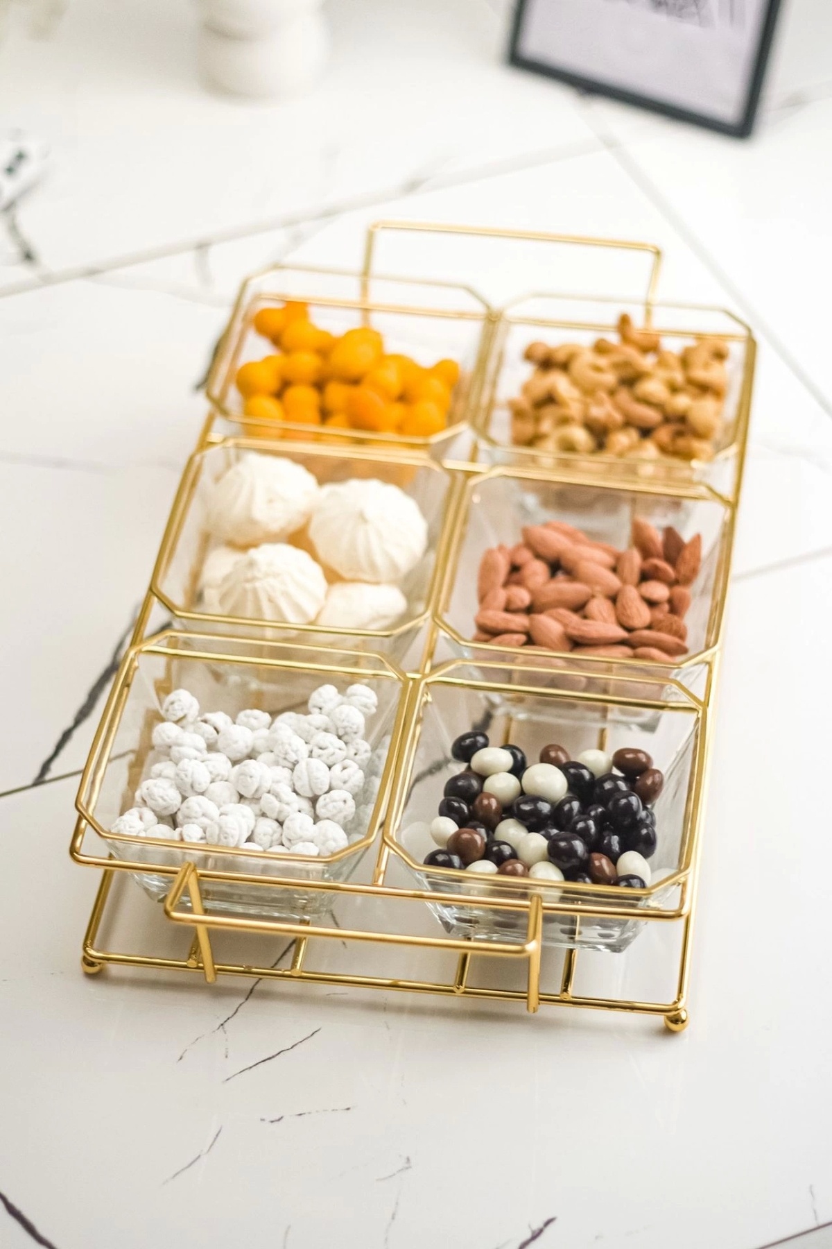 Depa 6 Bölmeli Gold Standlı Cam Kahvaltılık Çerezlik Sunumluk Fiyatı ...