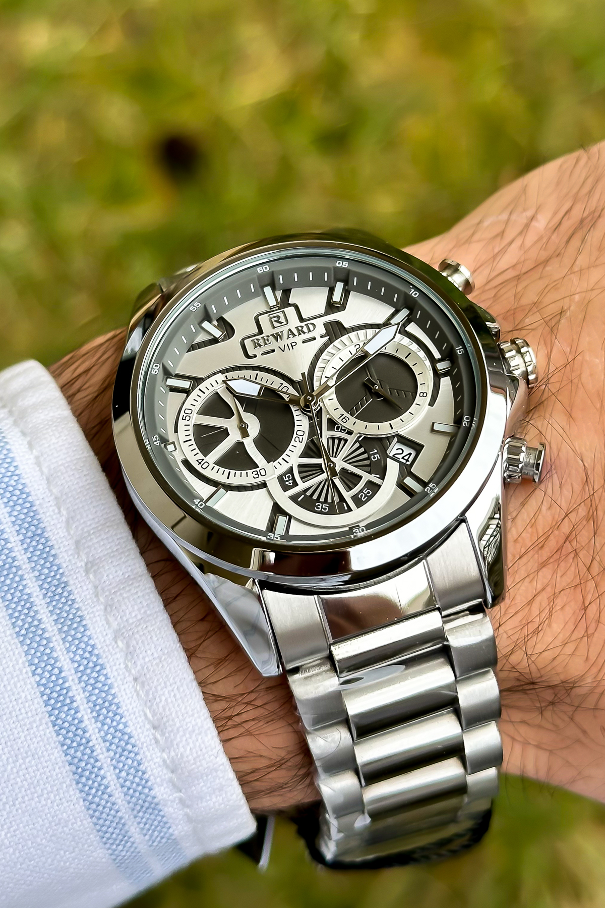 Reward VİP Seri Multi Fonksiyonlu Çelik Kordon Gümüş Renk Şık Erkek Kol ...