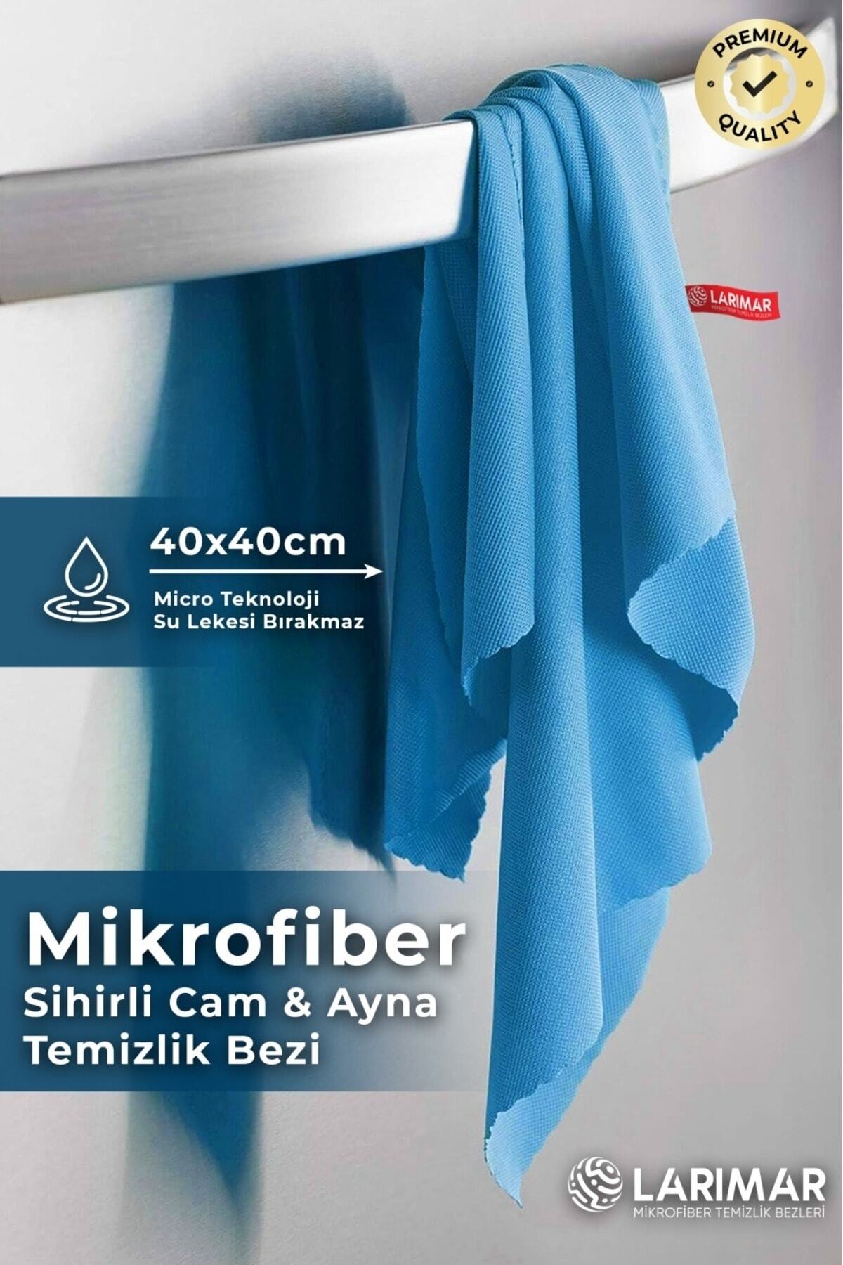 Larimar 50 Adet Mikrofiber Sihirli Cam Bezi Ve Ayna Temizlik Bezi 40x40cm / Nemli Haliyle ...