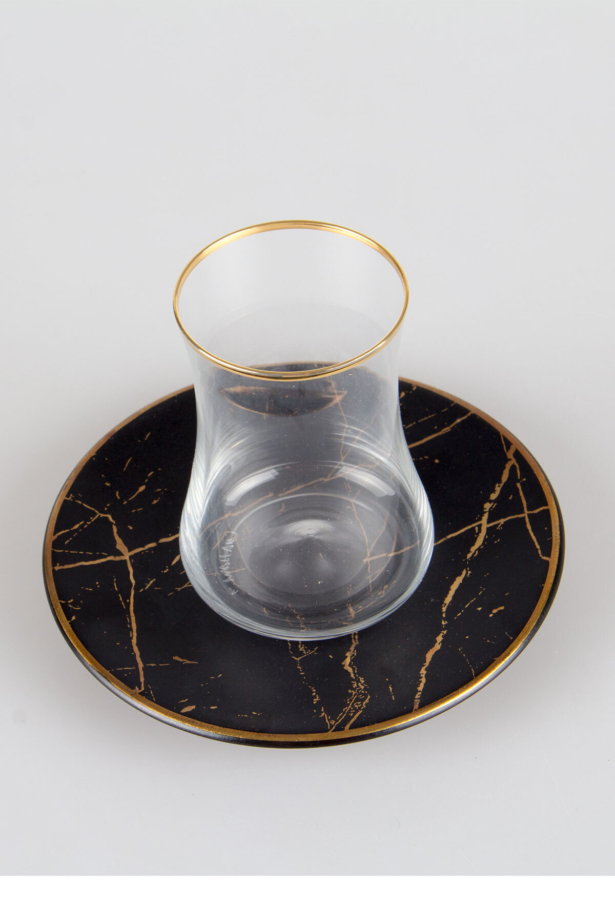 ABBETC Koleksiyon Dervish Çay Seti 6'lı Siyah Mermer Mat Altın Yaldızlı ...