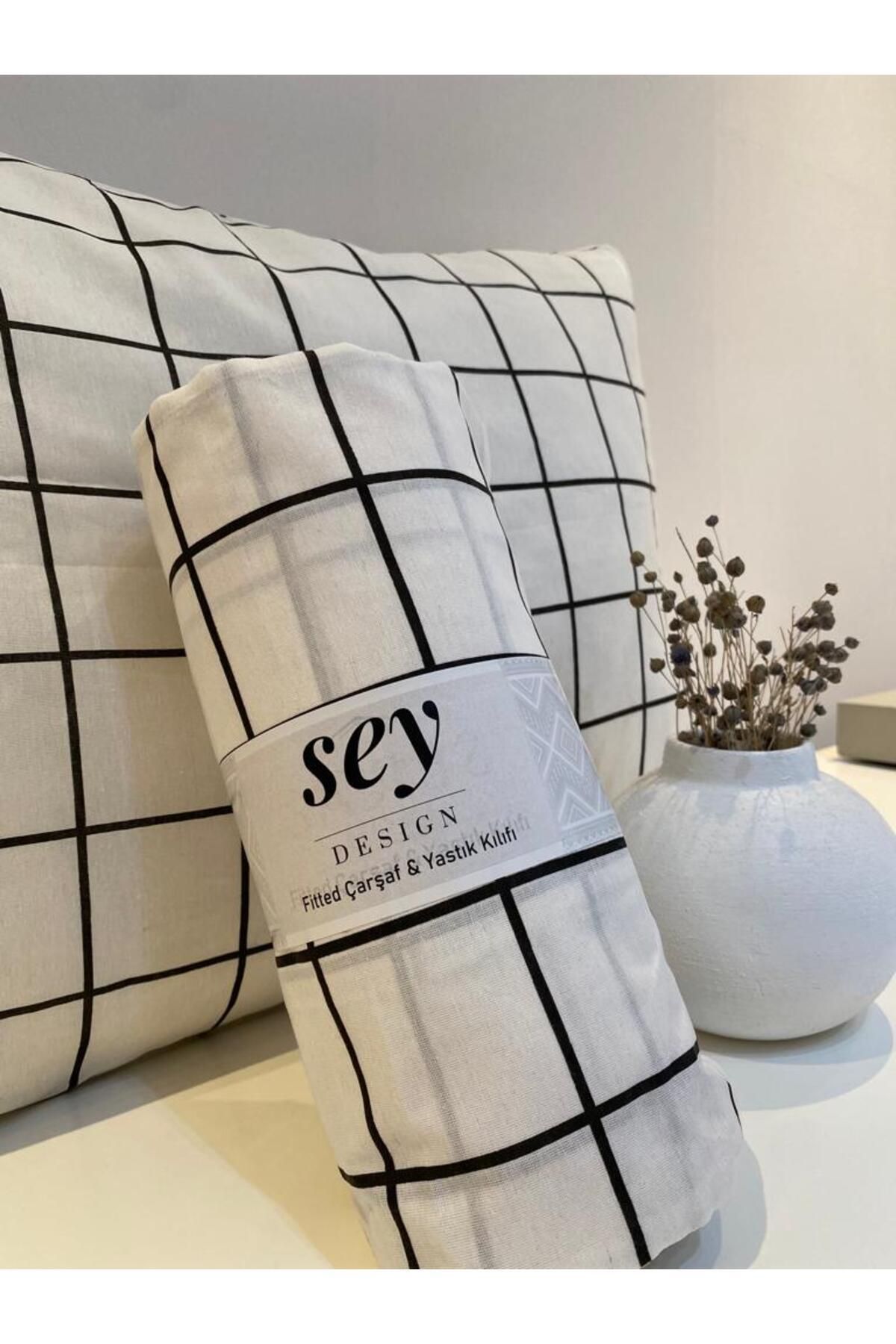 Sey Design Geometrik Desen Beyaz Kare Tek Kişilik Lastikli Çarşaf ... Sey Design Geometrik Desen Beyaz Kare Tek Kişilik Lastikli Çarşaf ...
