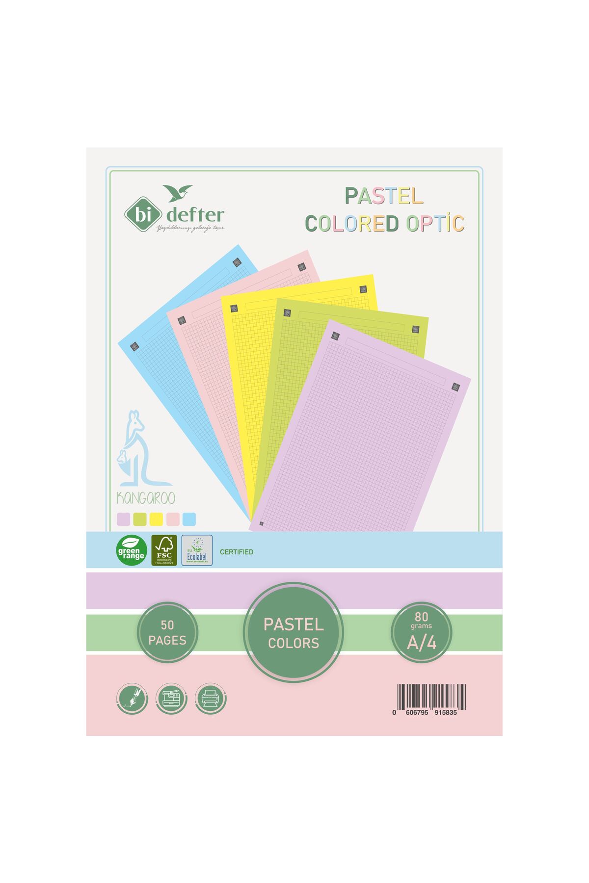 BİDEFTER Optik Kareli Kağıt - Pastel Renkler, Imalatta Hamurundan ...