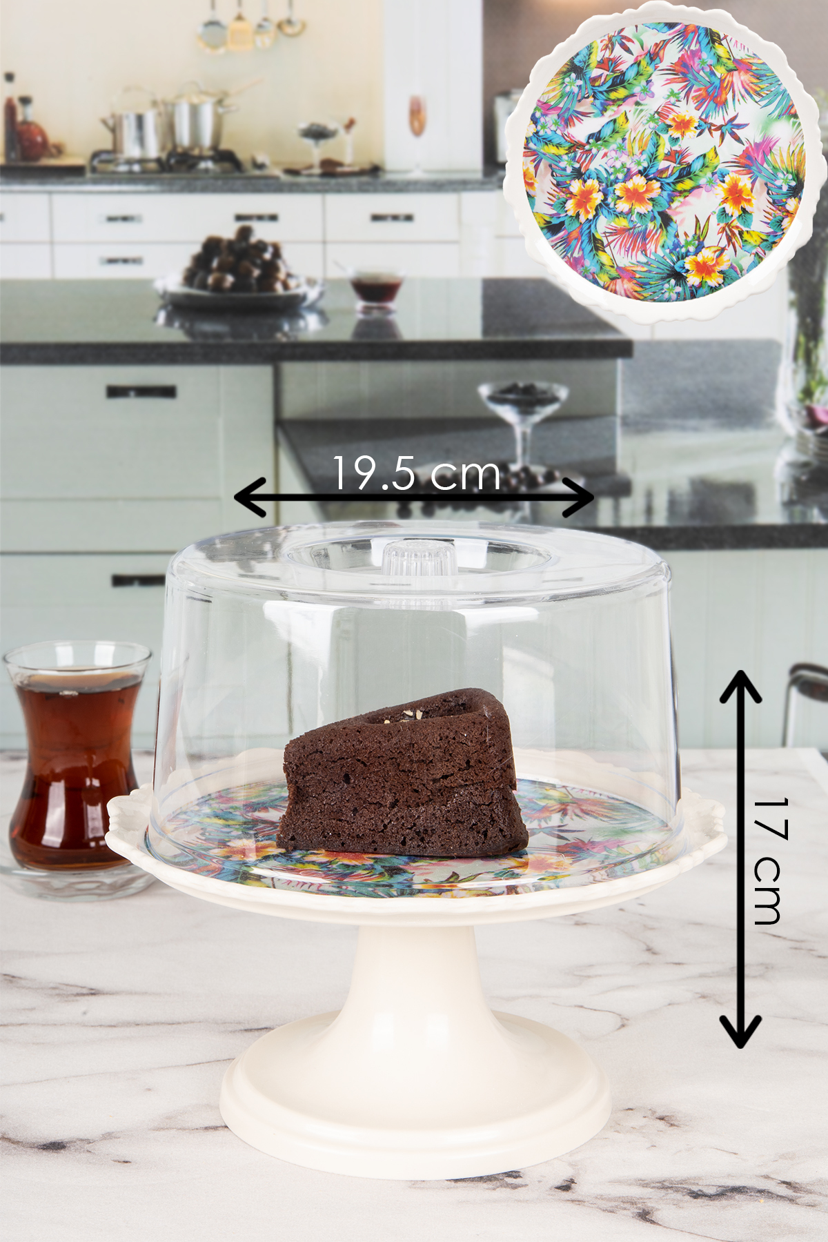 Lizzy Ayaklı Kek Pasta Fanusu Akrilik Kapaklı Melamin Kek Pasta Tatlı Kurabiye Fanusu 19 cm ...