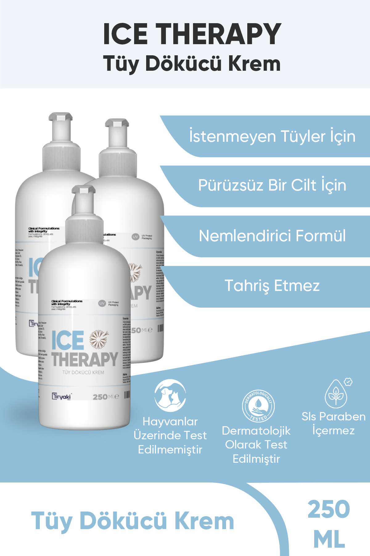 Ice Therapy Tüy Dökücü Epilasyon Kremi 250 ml X 3 Adet Fiyatı, Yorumları - Trendyol