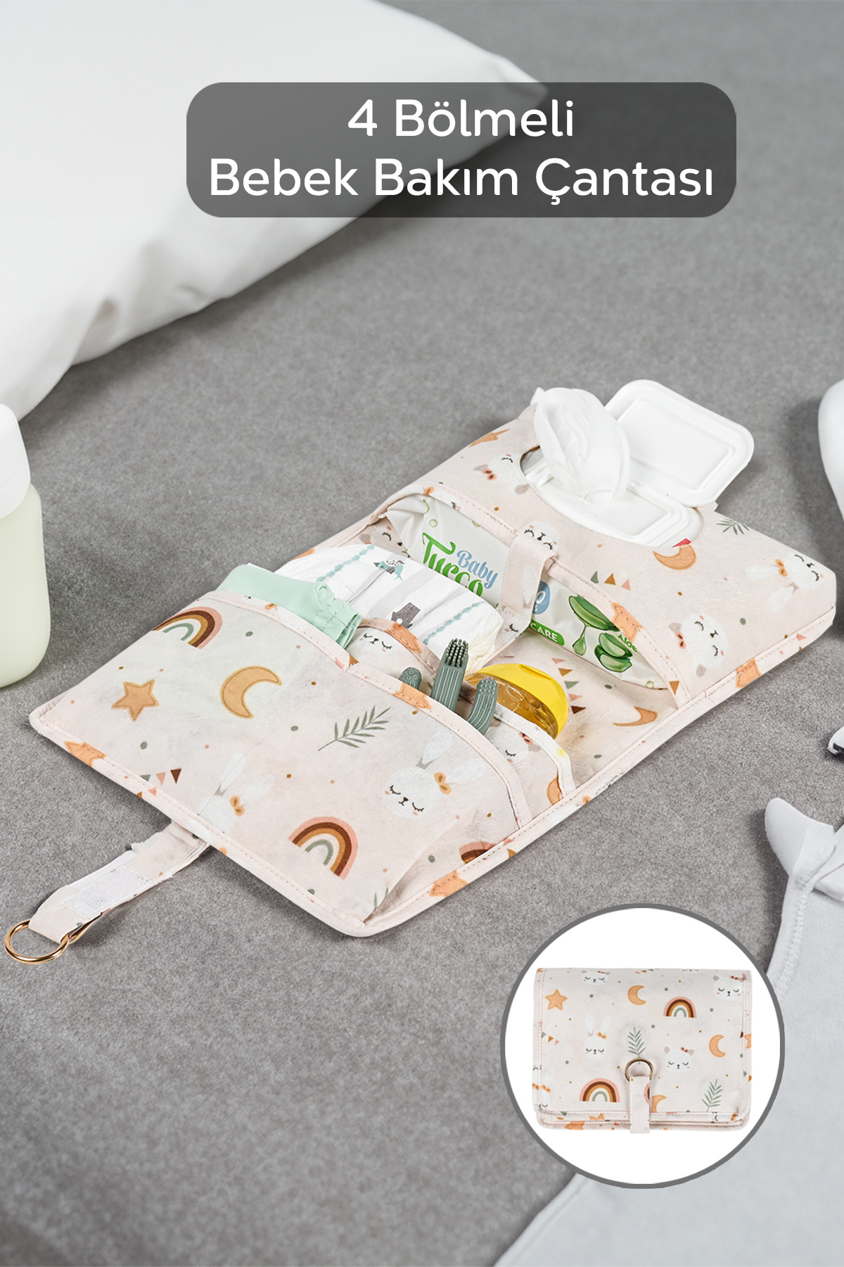 Meleni Baby Bebek Alt Açma Bakım Çantası Çok Gözlü Islak Mendil Bez ...