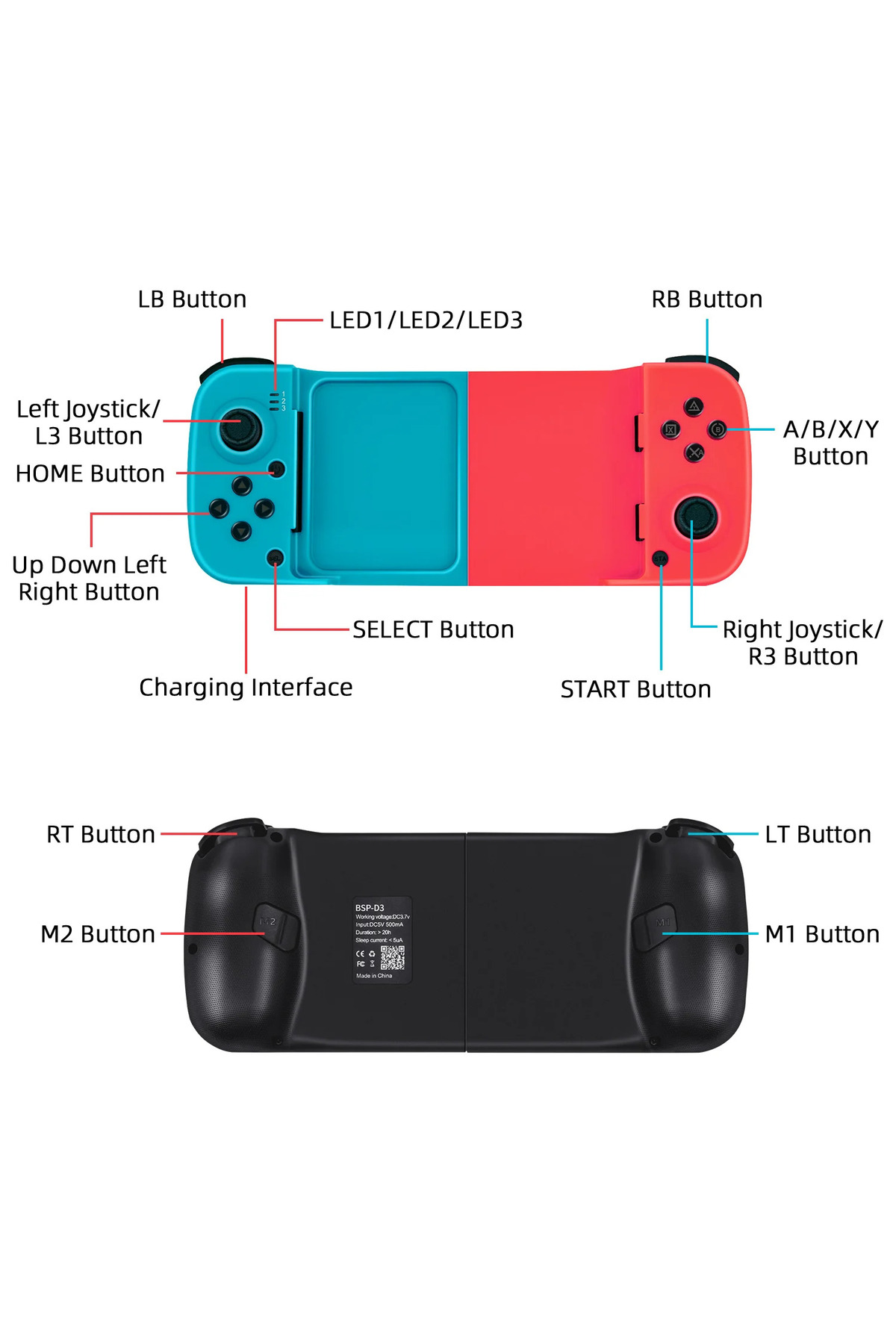 SFL Product Mobile Gaming Controller BSP-D3 Nintend Switch/iOS/Android ...