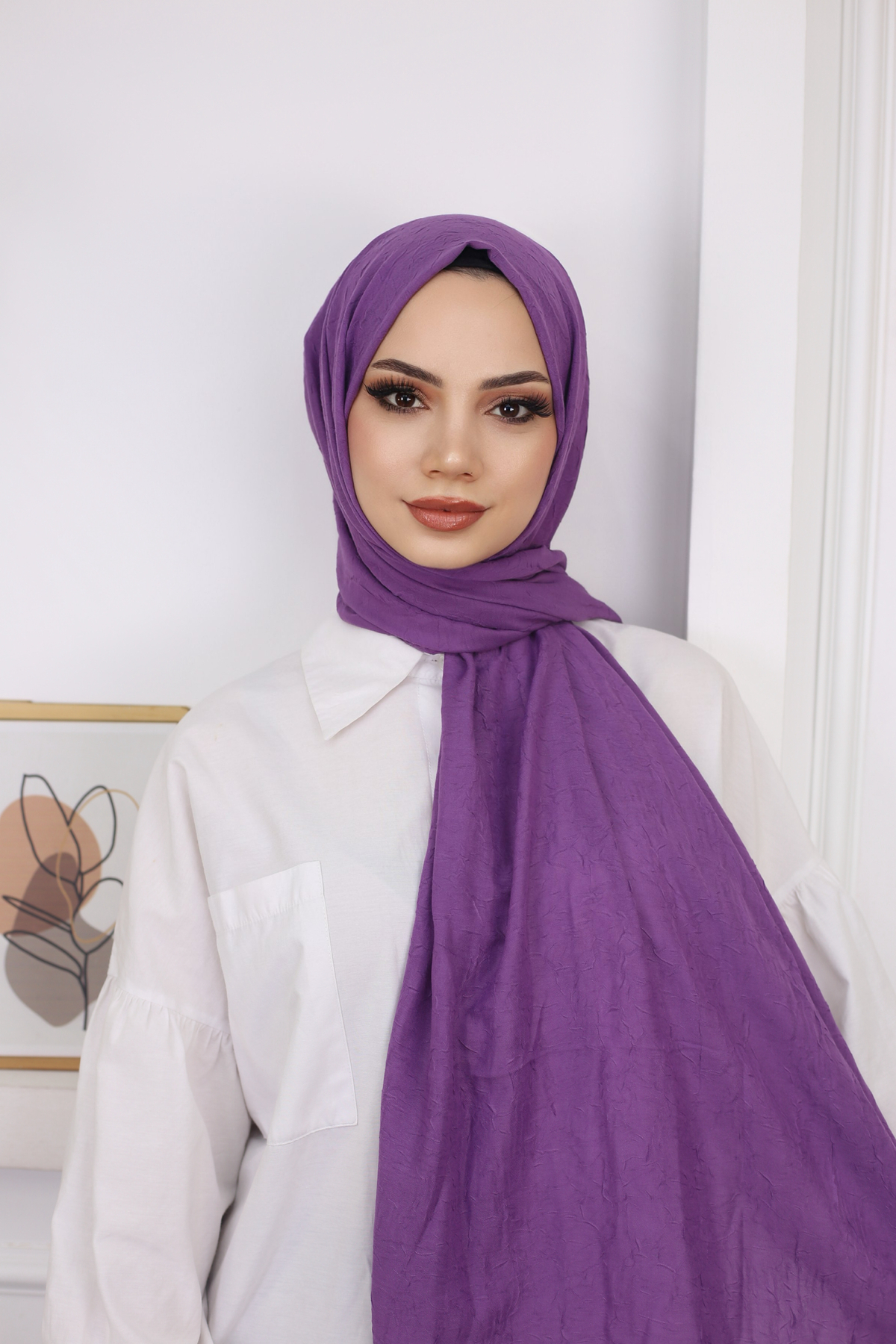 feronis Tesettür Kadın Bambu Kraş Şal Modeli _Mor Fiyatı, Yorumları ...