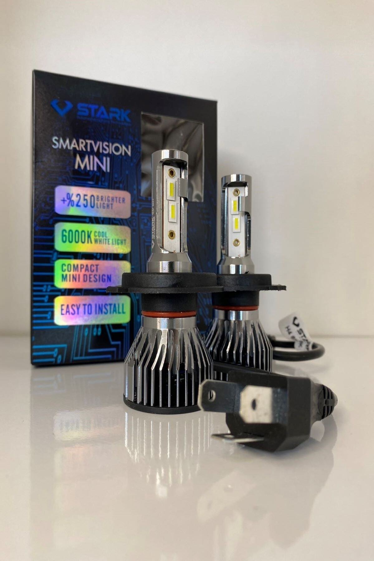 STARK Yeni H4 Smart Vision Led Xenon Far Ampulü Şimşek Etkili Mini Slim ...