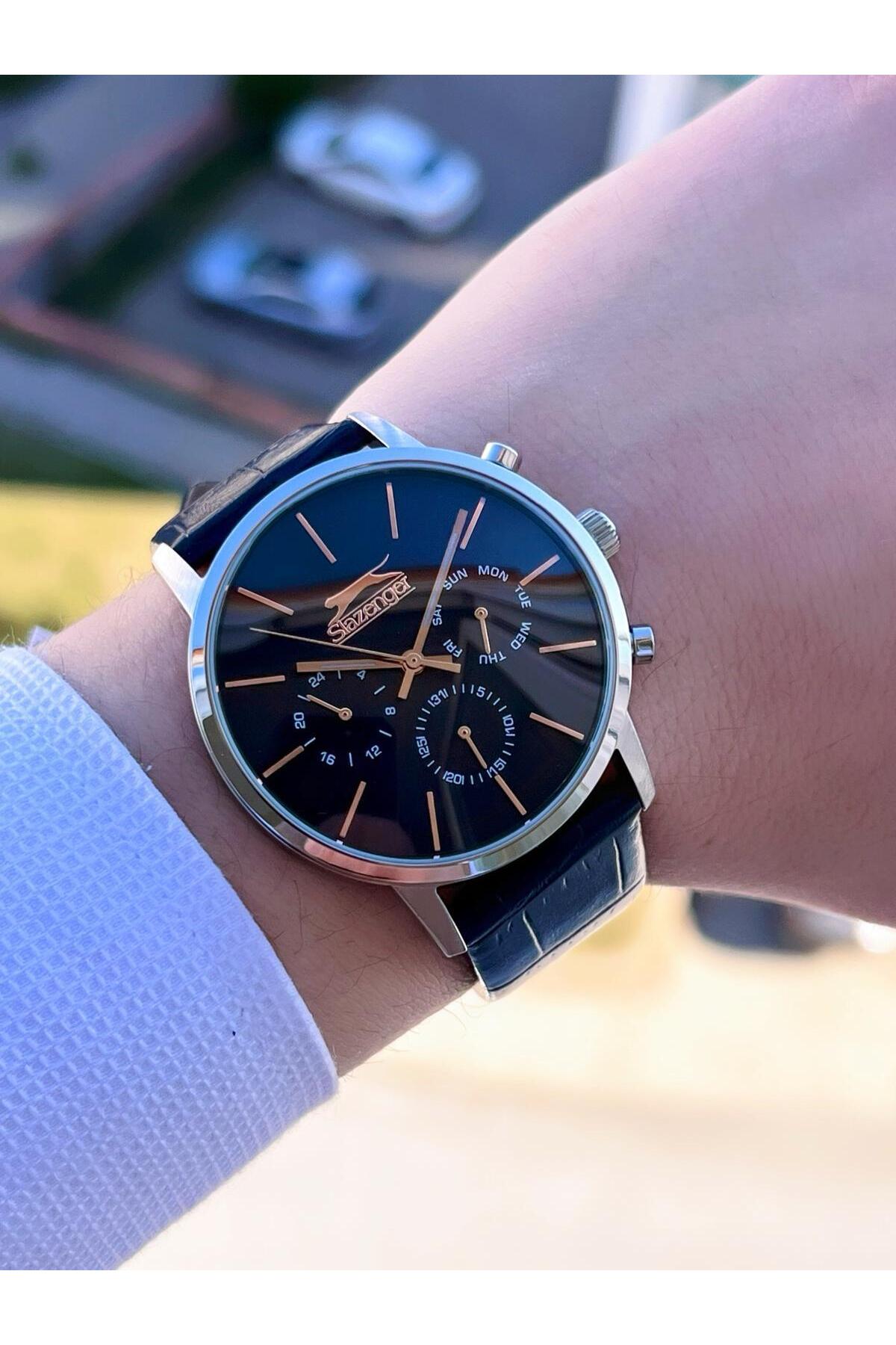 Slazenger Deri Kordon Tüm Fonksiyonları Aktif 5 Atm Su Geçirmez Erkek ...